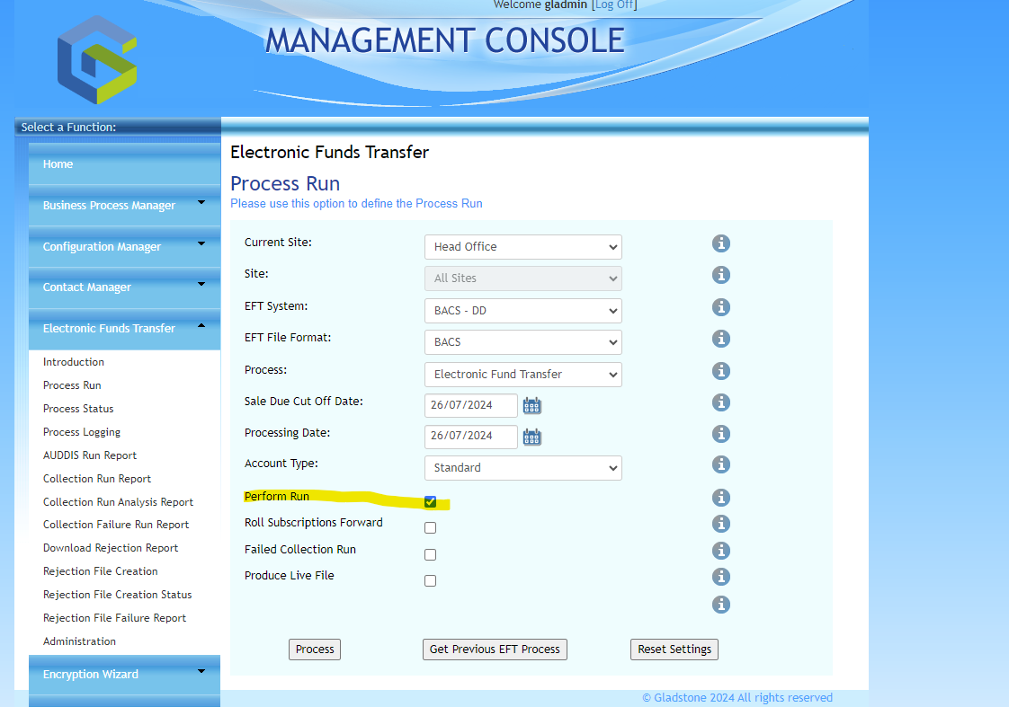 GMC EFT Module 4.23 feature and processing improvements